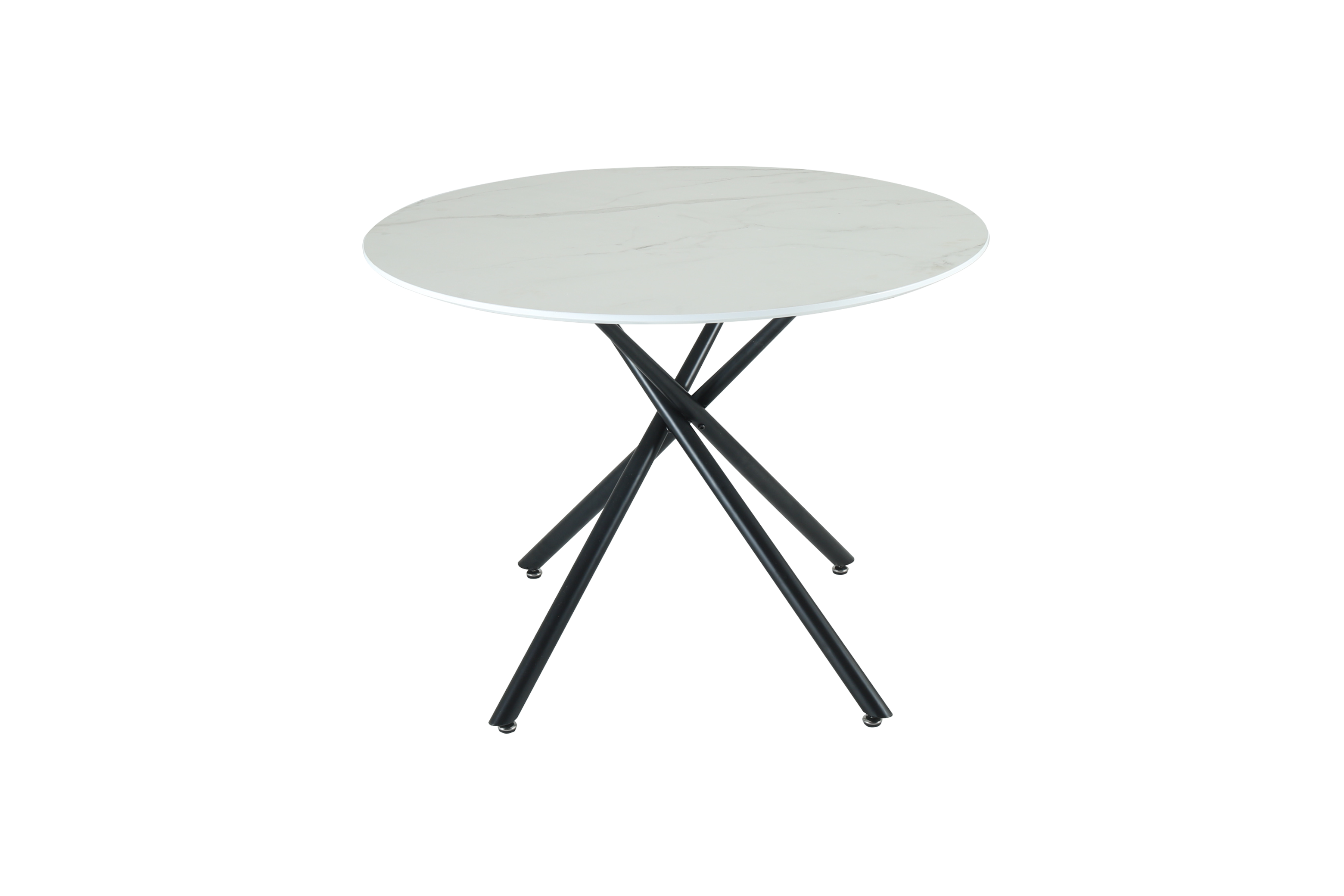 Seattle Circle Stone White Concrete Dining Table with starburst black ...